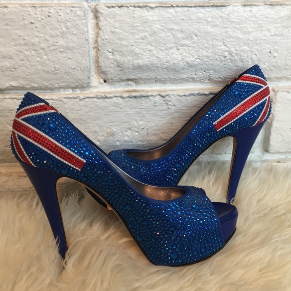 Shoes | Gina Swarovski Crystal Union Jack Heels | Poshmark